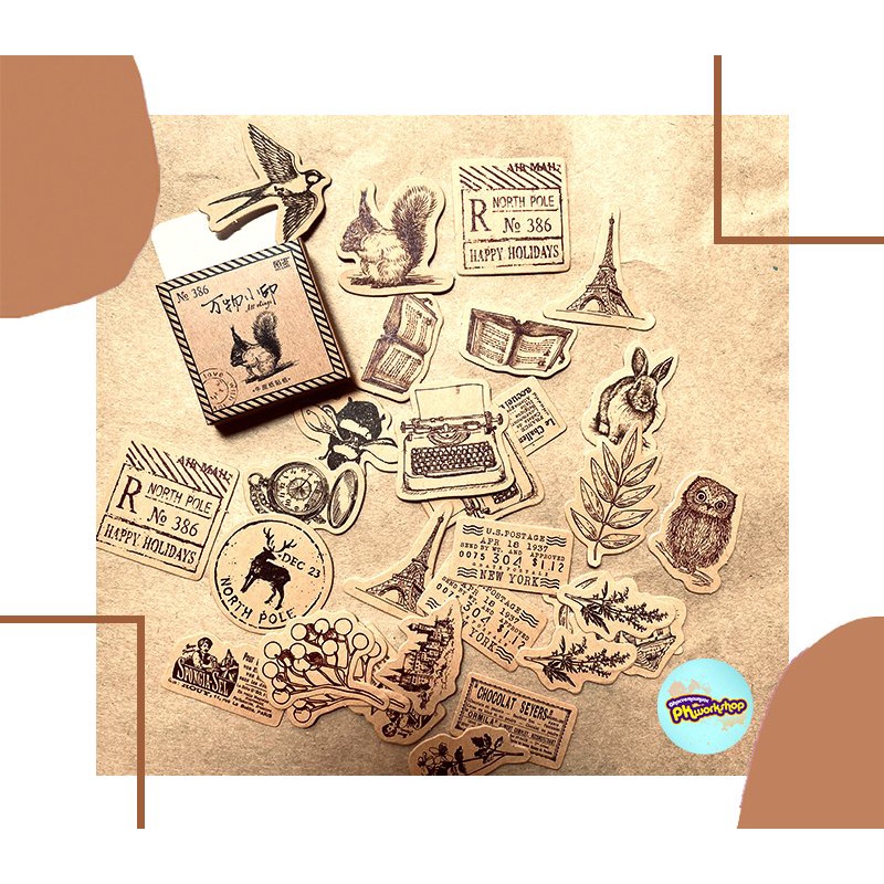 Stickers, stickers, decals to decorate books, vintage cards (3 pieces ...