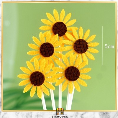 5pc Happy Birthday Flower Cake Topper Dessert Sunflower Cake Flag ...