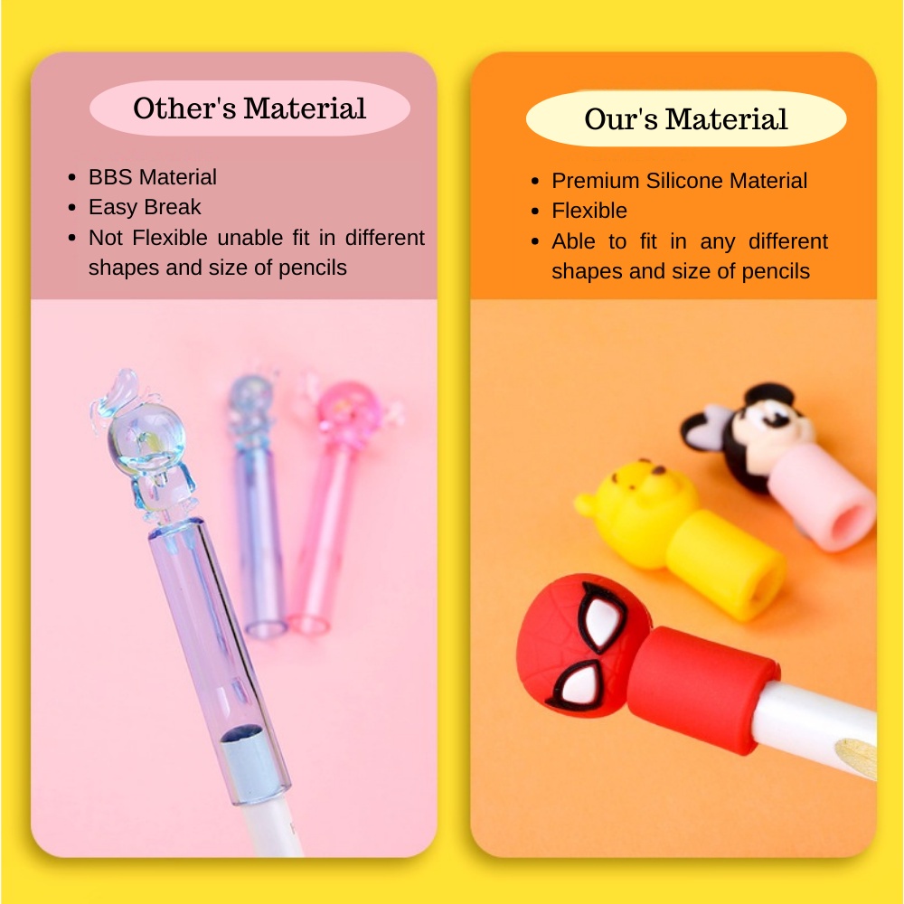 Disney Pencil Protector Silicone Cap Cover 🍭 3 Pcs/Set 🍭 Kindergaten ...