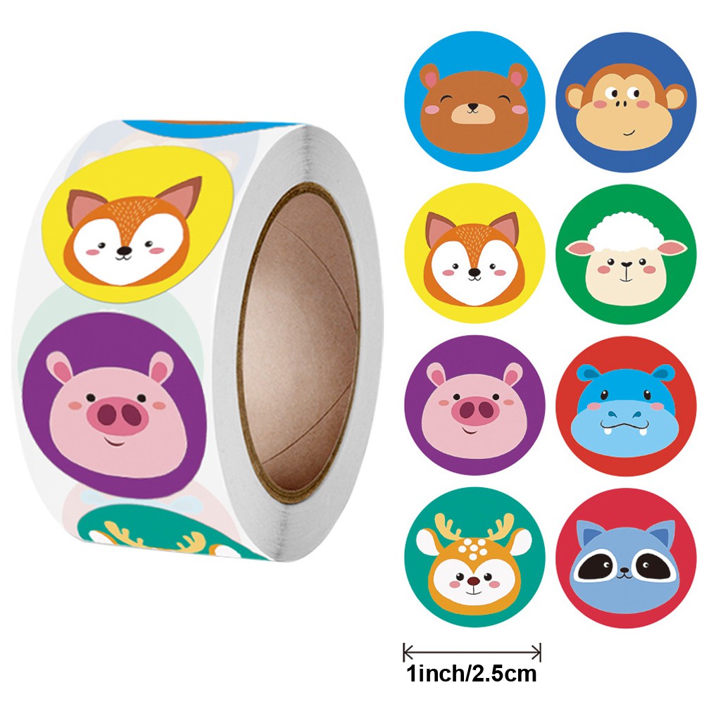 Adorable Round Face Animal Stickers for Teachers 500 Stickers for Kids ...