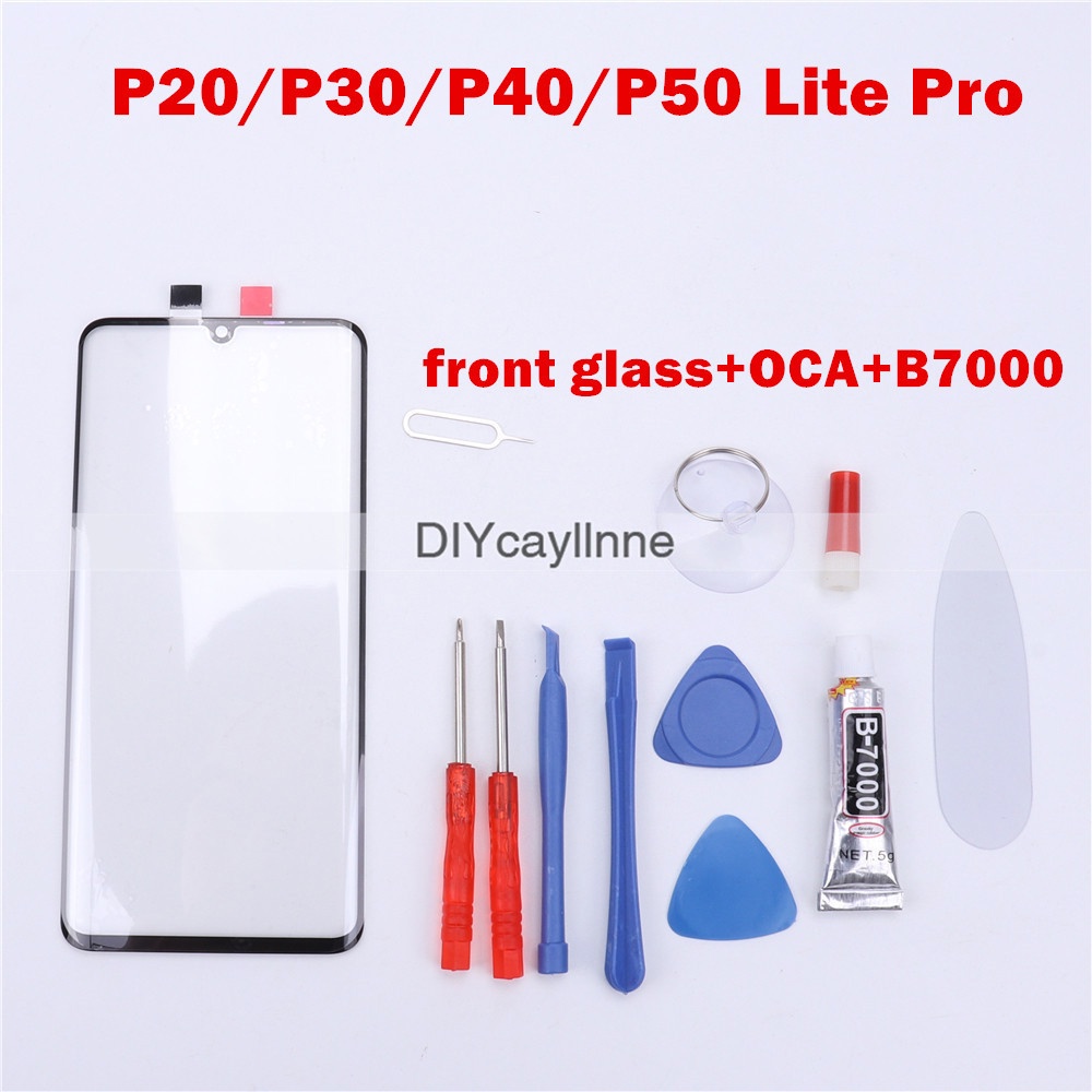 Front Glass + OCA Glue For Huawei P20 P30 P40 P50 Lite Pro Outer Touch Screen Lens Replacement ...