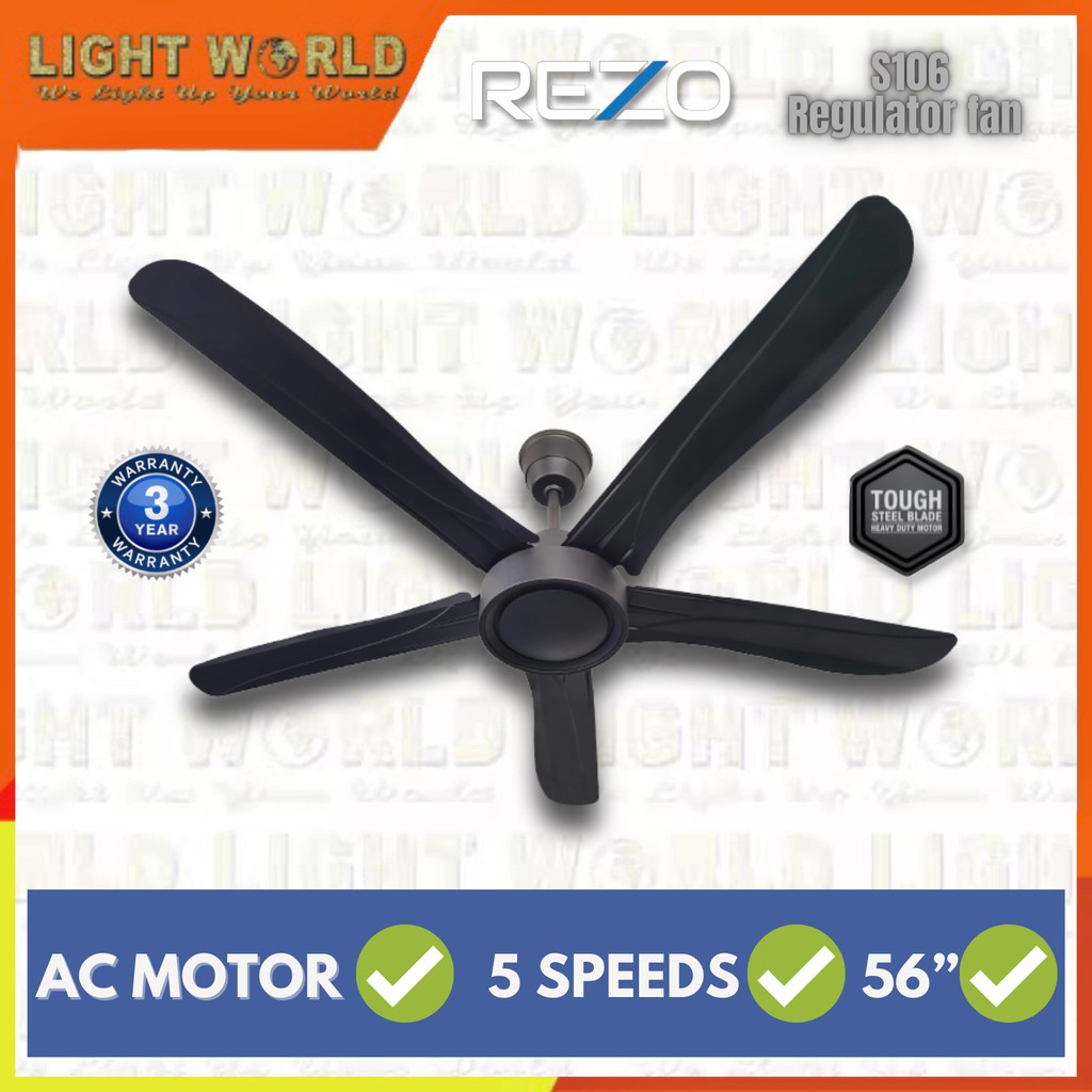 REZO CEILING FAN S106 56” CEILING FAN 5 BLADE REGULATOR Ceiling Fan ...