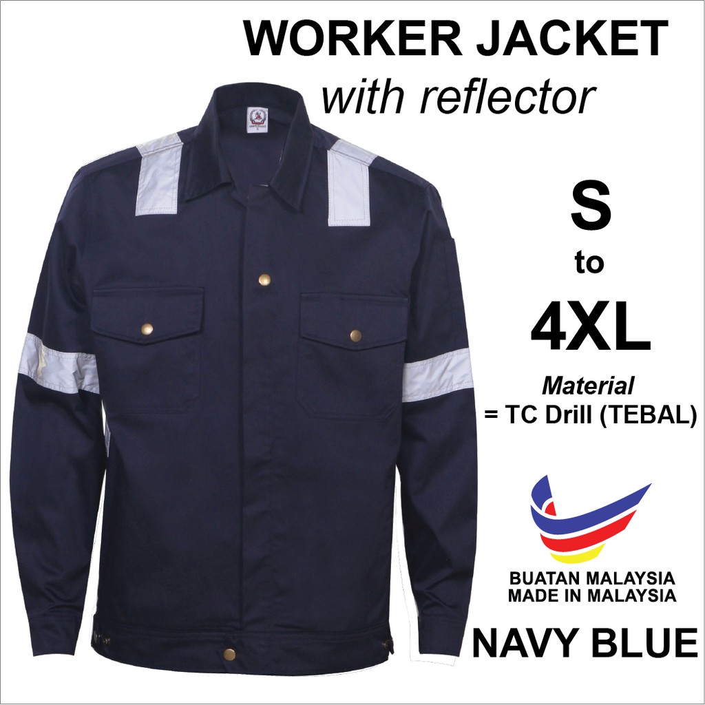 Reflective Worker Safety Jacket Navy Blue Jaket Teknikal Biru Gelap ...
