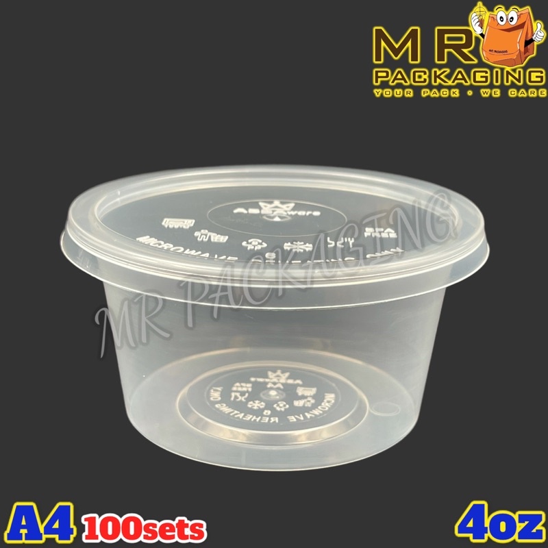 4oz PP Round Container & Lid [ 100sets± ] ABBA A4 CB R4 Disposable ...