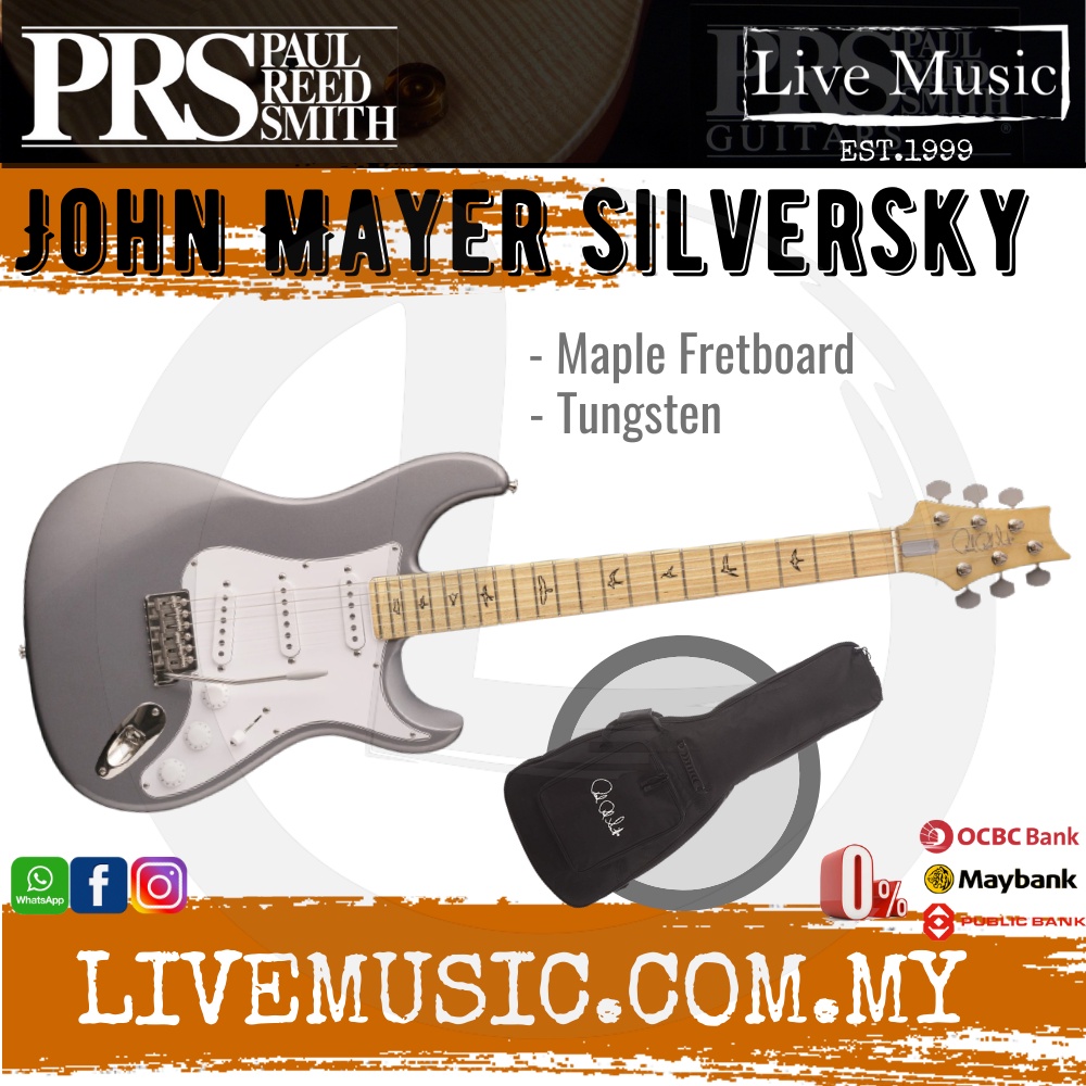 PRS John Mayer Silver Sky Electric Guitar with Bag, Maple Fretboard ...