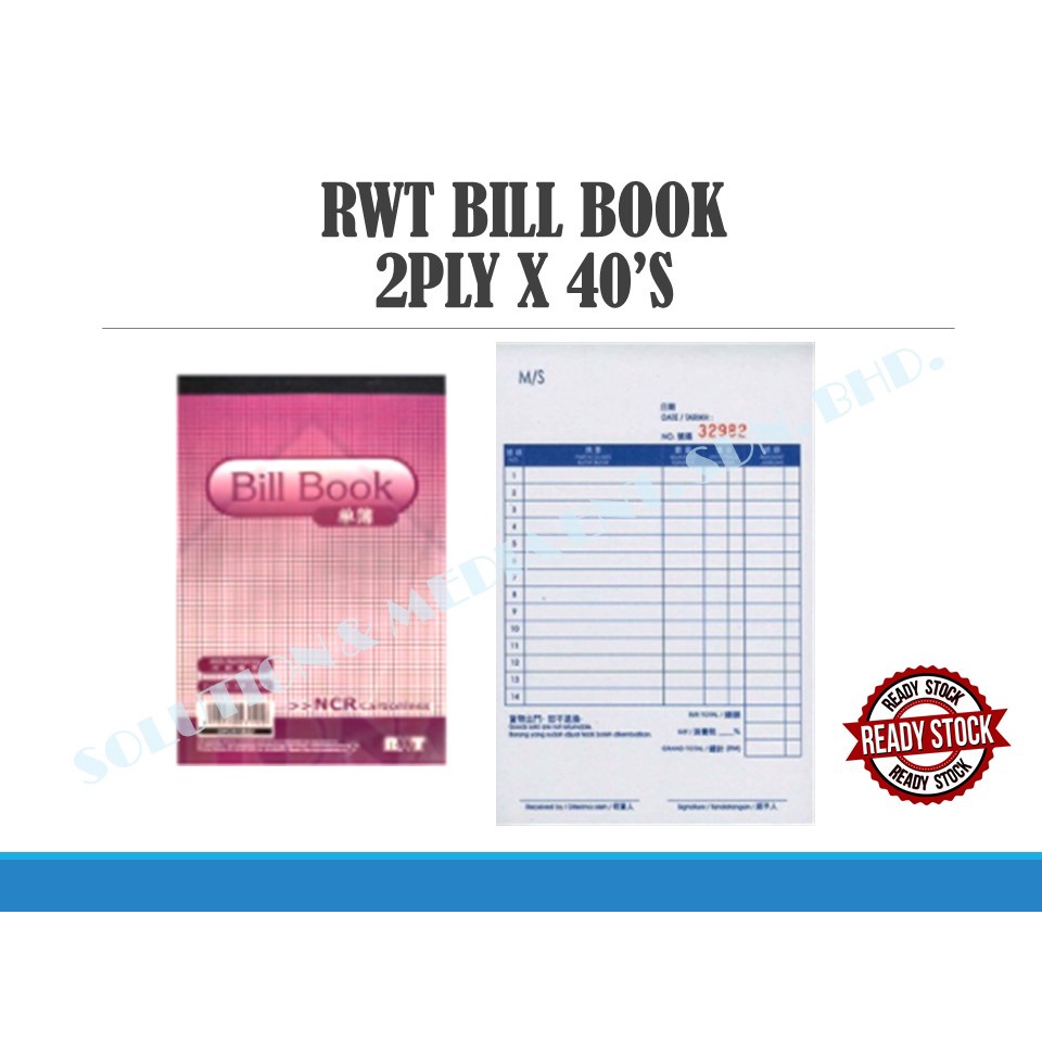 RWT NCR Bill Book 2PLY x 40'S/80'S | Shopee Malaysia