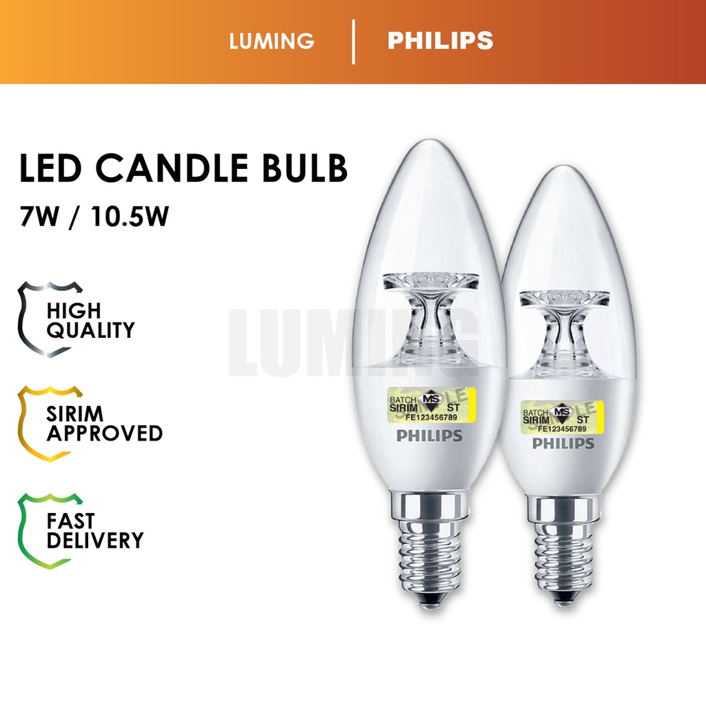 LMG_ Philips LED E14 Candle Bulb 5.5W Mentol Light Lampu Wall Table ...