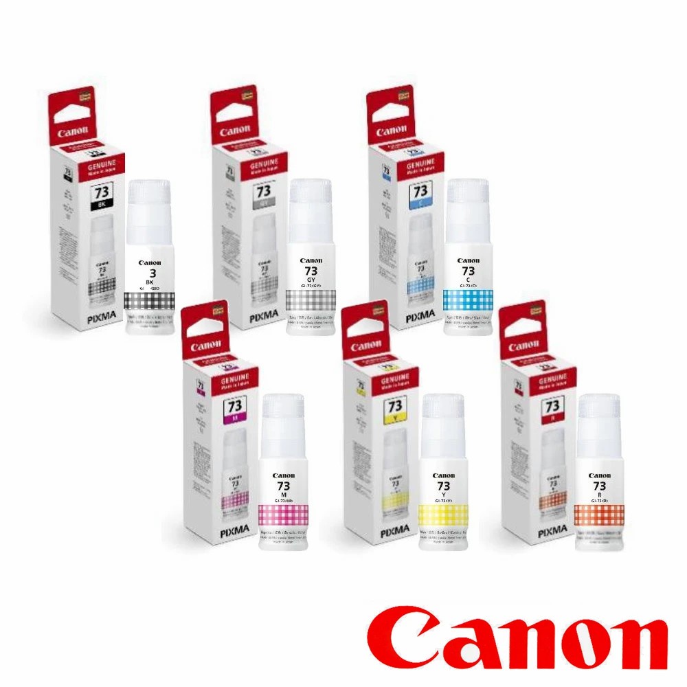 Canon GI73 GI-73 Refill Ink Bottle Black / Grey / Cyan / Magenta / Yellow / Red for G570 / G670 ...