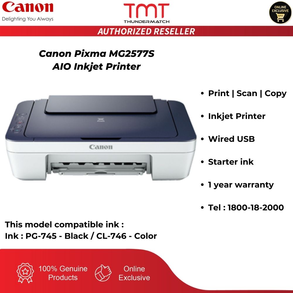 Canon Pixma MG2577s All in One Inkjet Printer | 1 Year Warranty ...