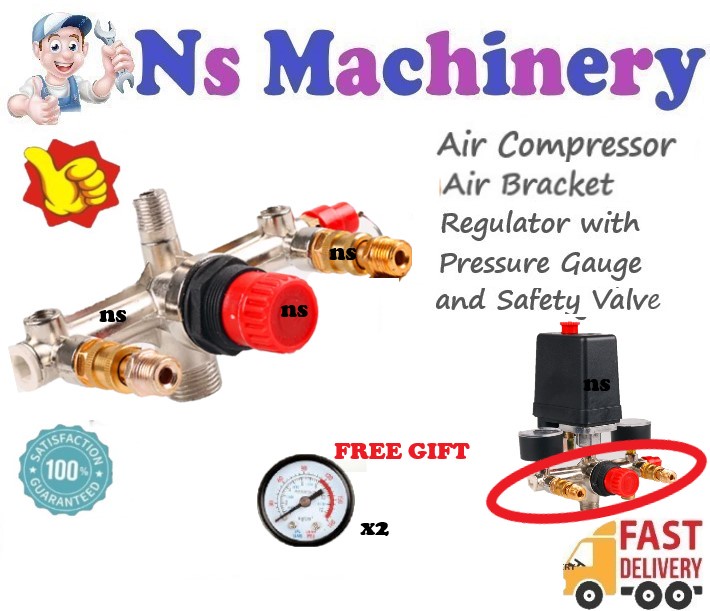 Air Compressor Air Bracket Regulator with Pressure Gauge and Safety ...