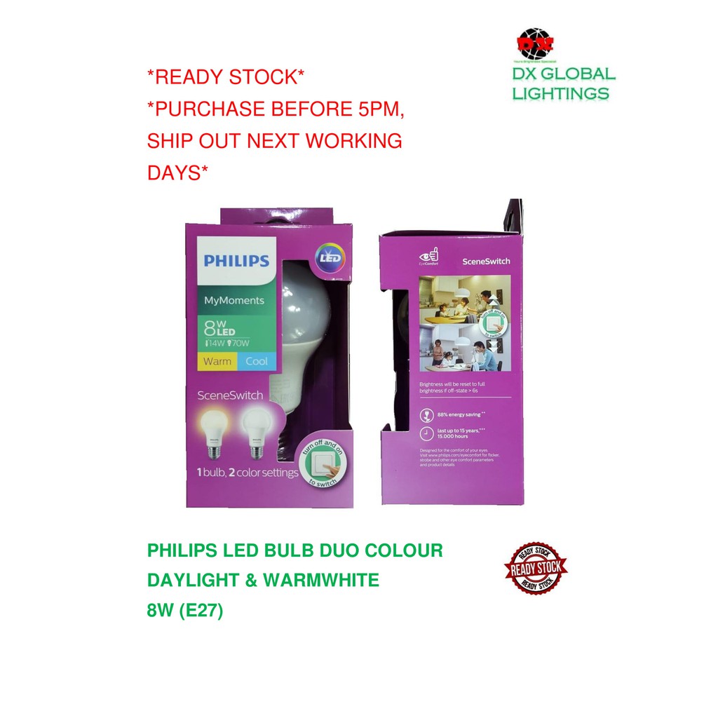 *READY STOCK* 🔥 SALES 🔥Philips Scene switch DUO colour E27 8w LED bulb ...