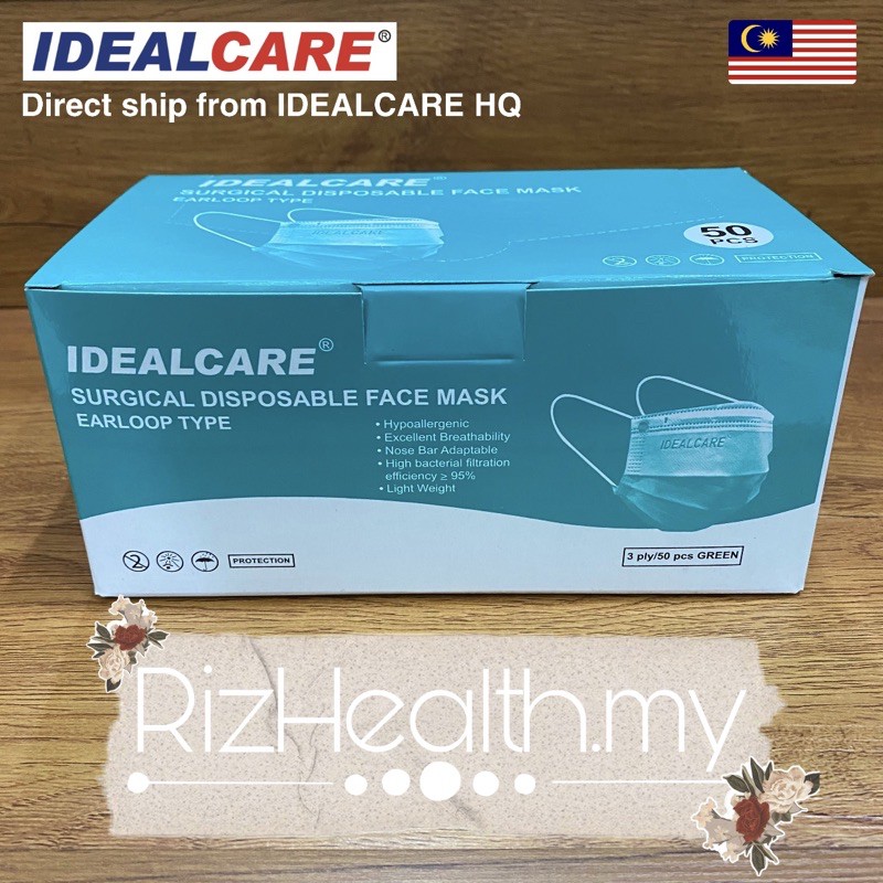 IDEALCARE Surgical Facemask Earloop 3-Ply (EN Standard Class IIR ...