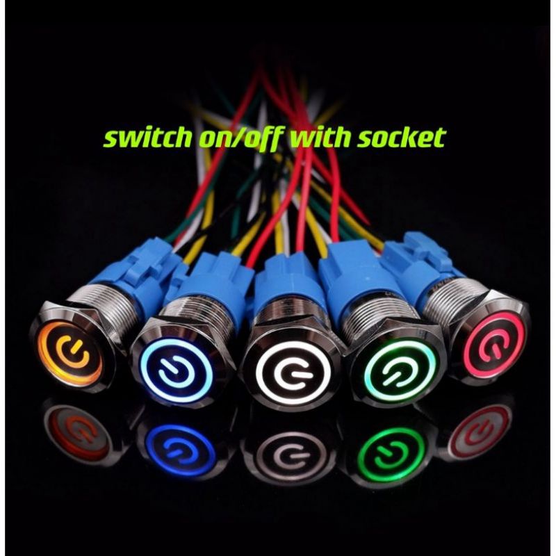 1pcs Metal Push Buttons Switch 12v PC on off Power Start Stop for Car ...