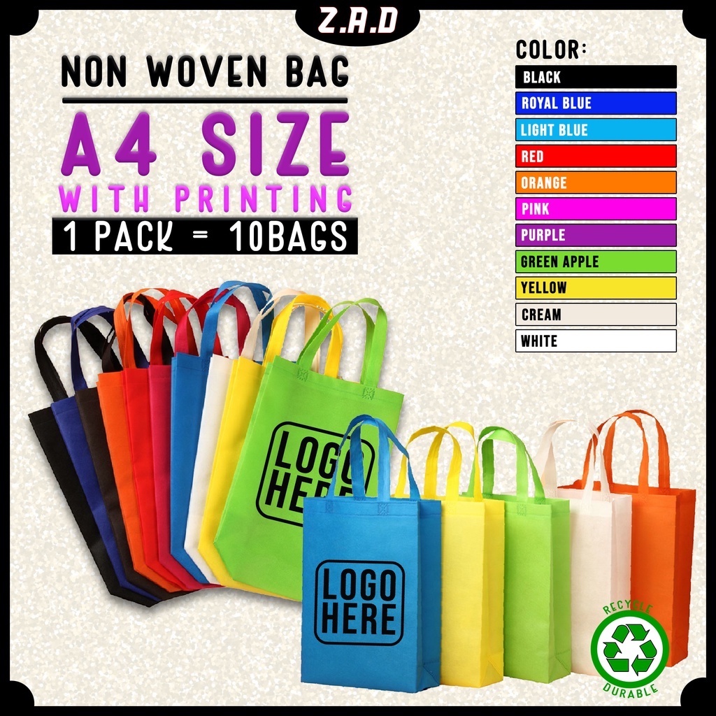 [Siap Print] A4 1 pack = 10 pcs Non Woven Bag /Goodies Eco Recycle ...