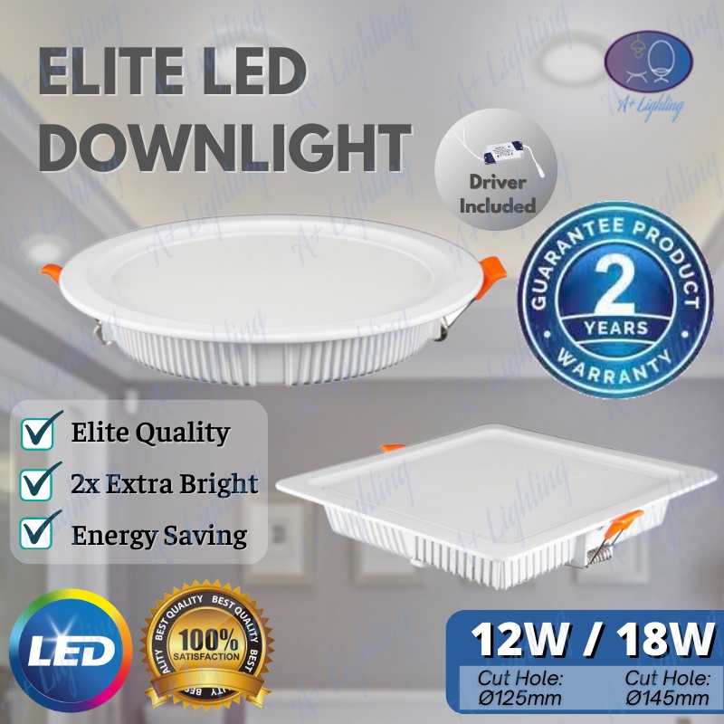 【SUPER BRIGHT GUARANTEED】ELITE LED DOWNLIGHT 12W 18W PLASTER CEILING PANEL LIGHT LAMPU SILING ...