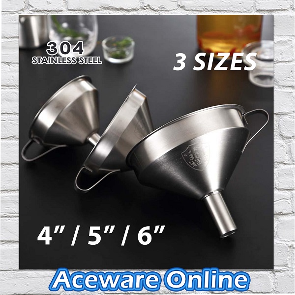 4” 5” 6” / 11CM 13CM 15CM Stainless Steel 304 Filter Funnel Oil Liquid Fluid Filter Funnel ...