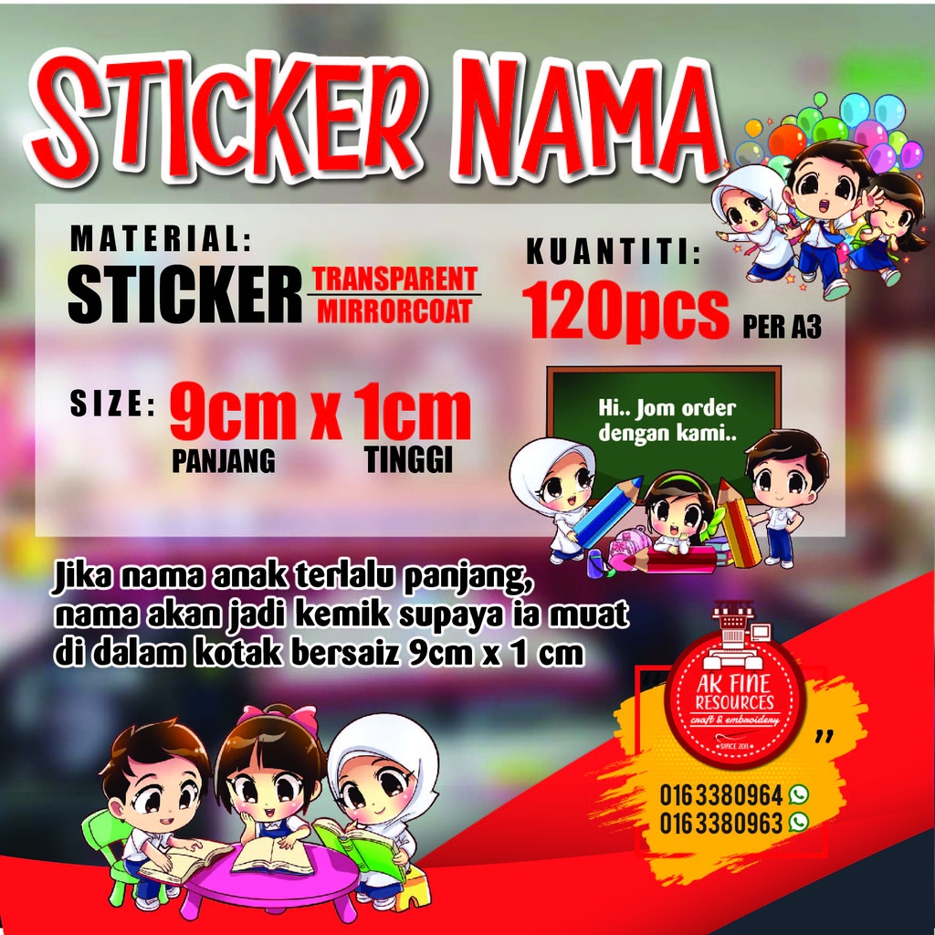 Sticker 130PCS Nama Murid Sekolah, Tampal Buku Sekolah, Nama Anak ...