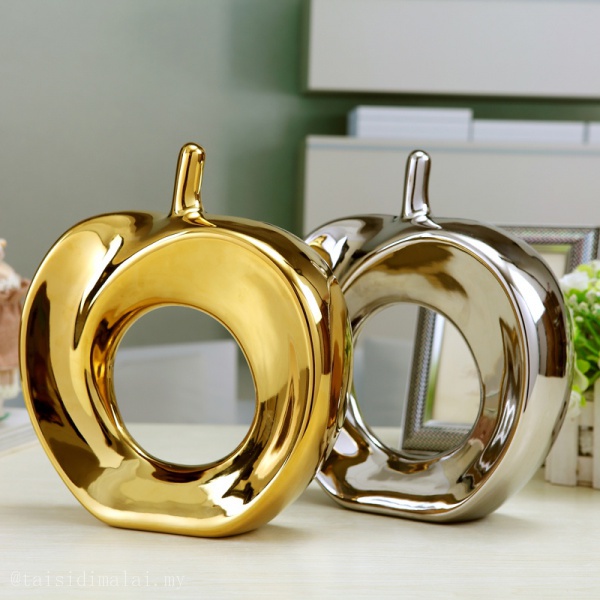 Ceramic hollow Apple statue European style luxury gold decoration for ...