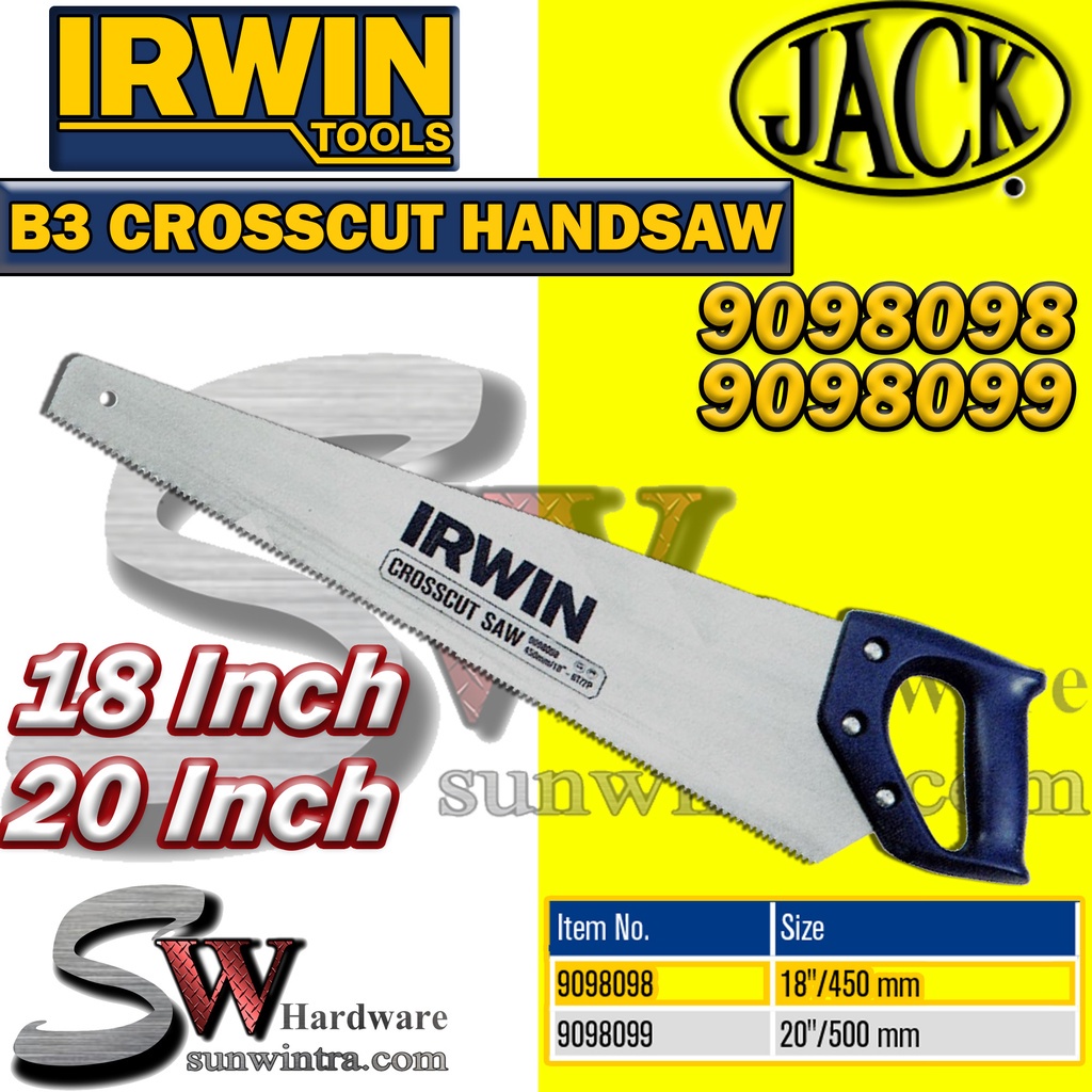IRWIN B3 Series 18" / 450MM 20"/500MM CROSSCUT HAND SAW #9098098 ...