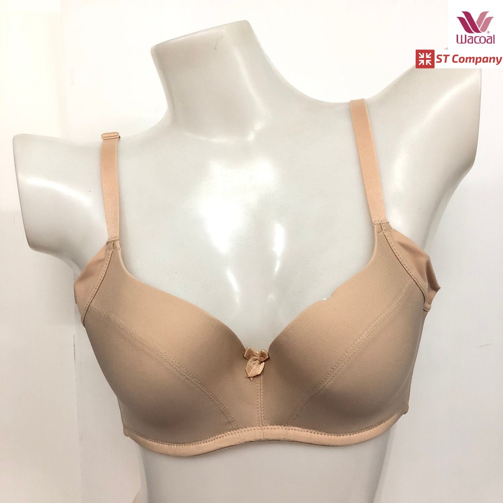 Wacoal Basic Bra สีเบจ (BE) มีโครง 4/5 คัพ เก็บทรง เสริมฟองบาง ลําตัวใหญ่ เก็บเนื้อข้างๆ 4 ตะขอ ...