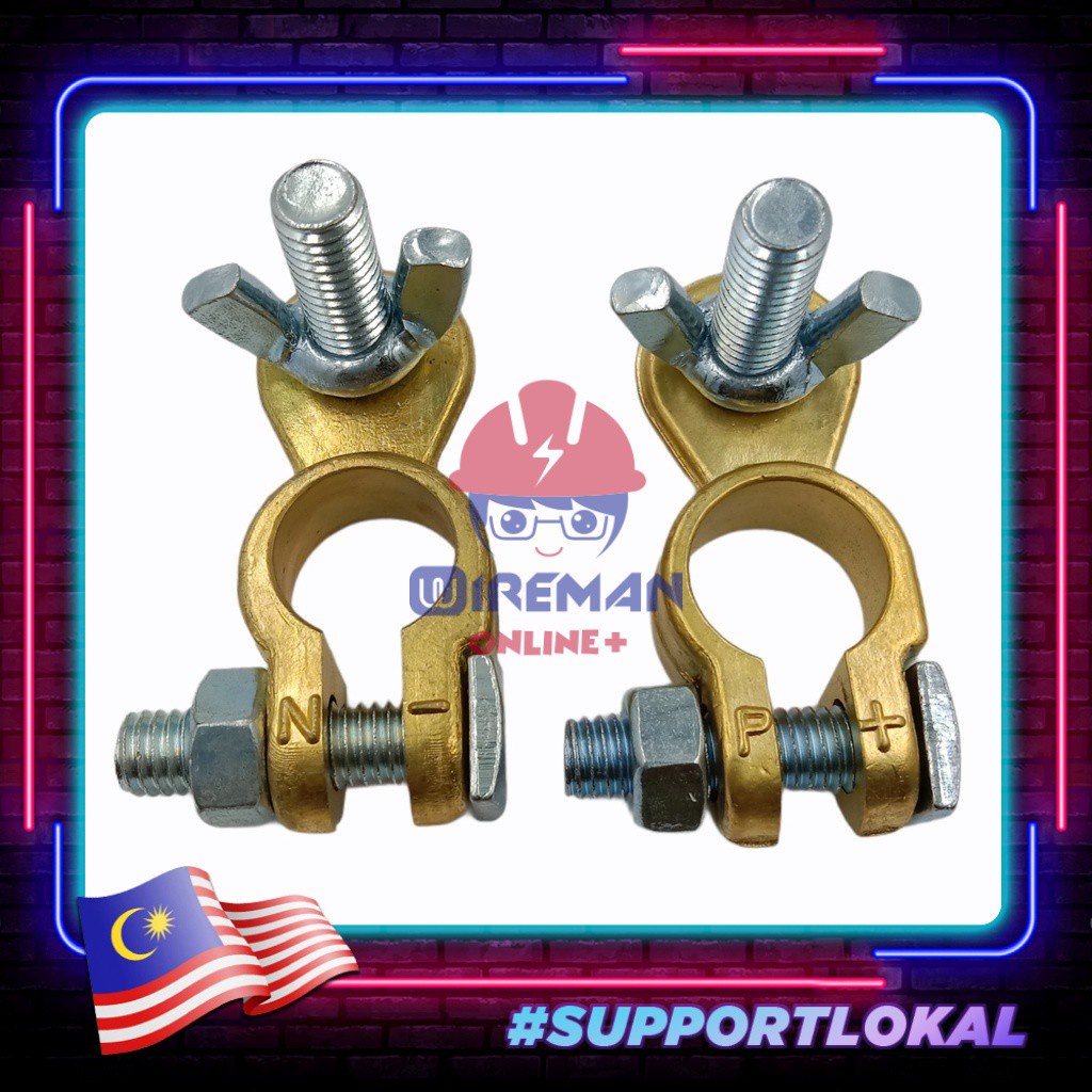 1pc Universal Copper Car Battery Terminal Clamp Set Kepala Besar Bateri ...