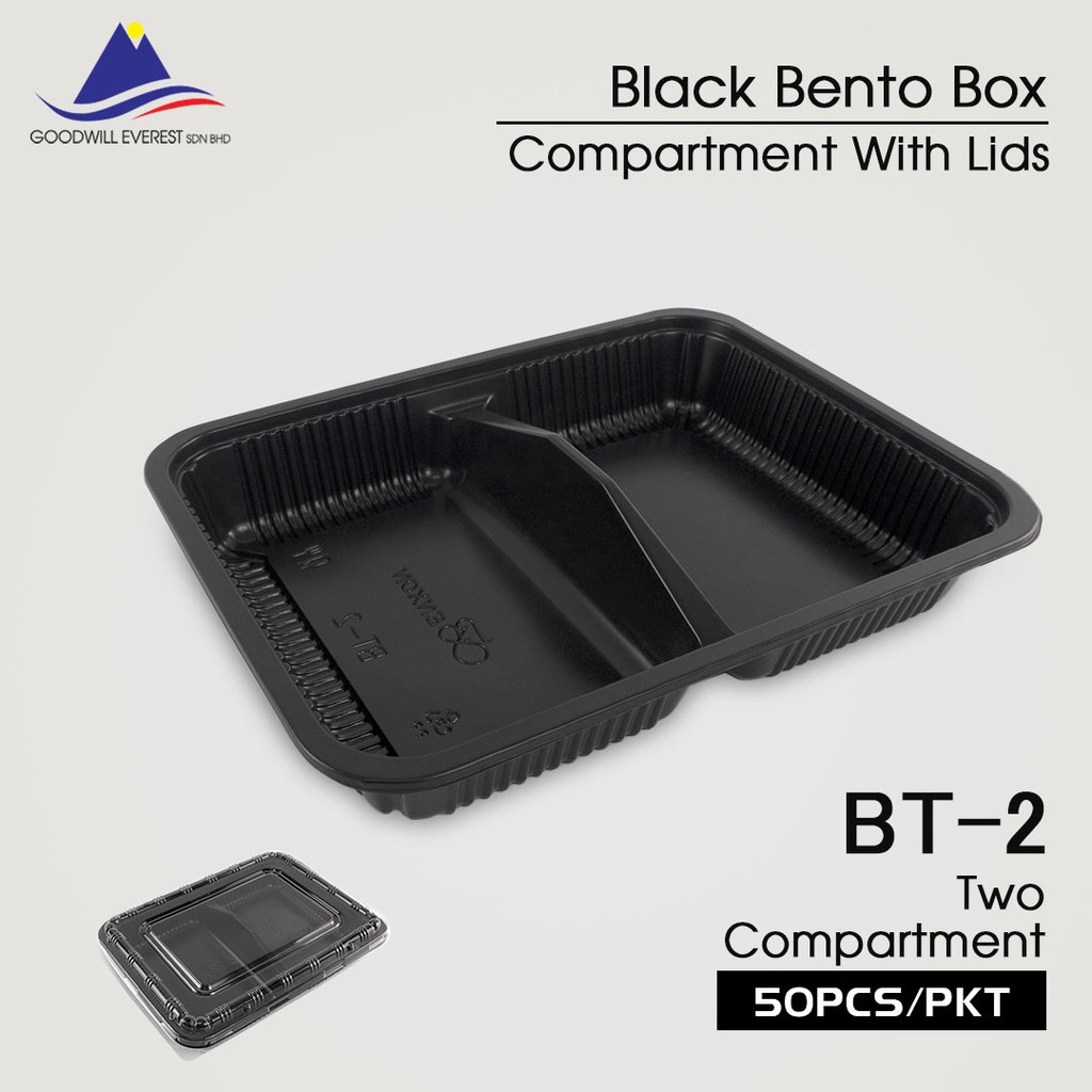 (50pcs) Black Compartment Bento Box with Lids (BT-2/BT-3) | Shopee Malaysia
