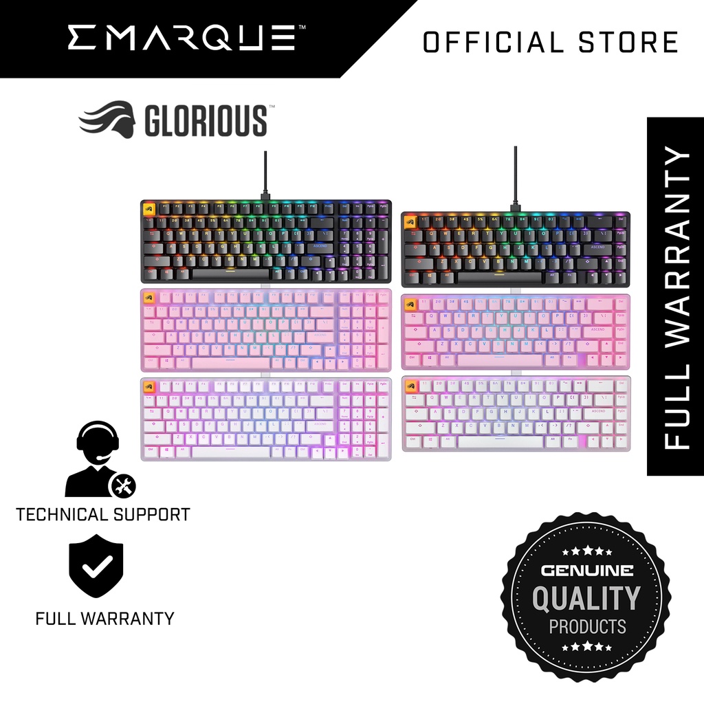 // GLORIOUS GMMK 2 — Compact 65% / Full Size 96% — Black / White / Pink — Modular Mechanical ...