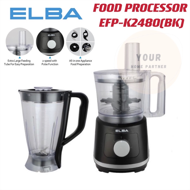 Elba Food Processor EFP-K2480(BK) 800W All In 1 Food Preparation ...