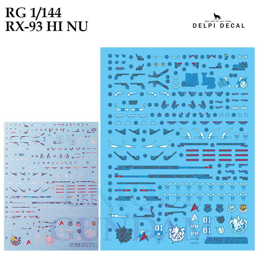 [DELPI DECAL] 114 RG 1/144 RX 93 HI NU GUNDAM WATER SLIDE DECAL MODEL ...