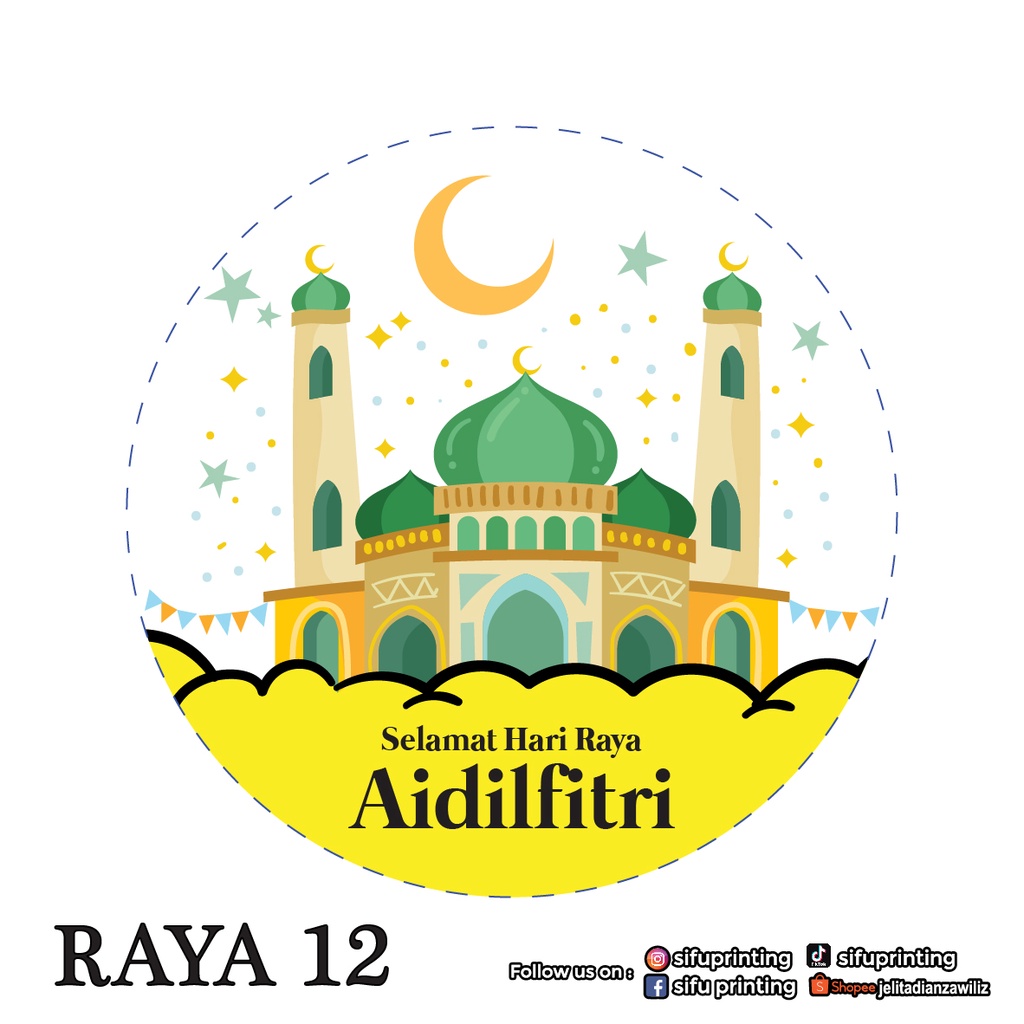 Sticker Hari Raya Aidilfitri Murah 2022 | 100pcs Transparent Sticker ...