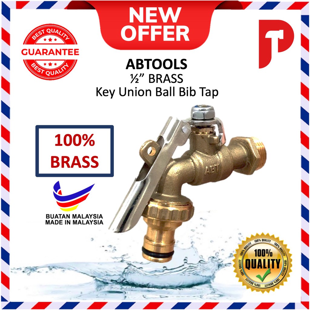 1/2" Key Union Ball Lockable Bib Tap 🔥 Ready Stocks 🔥 Brass ABTOOLS2944 ...