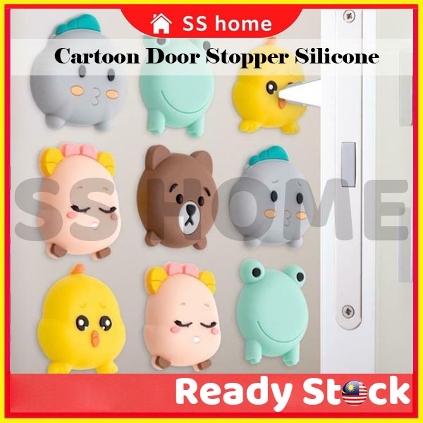 Cartoon Door Stopper Silicone Self Adhesive Wall Protectors Door Handle ...