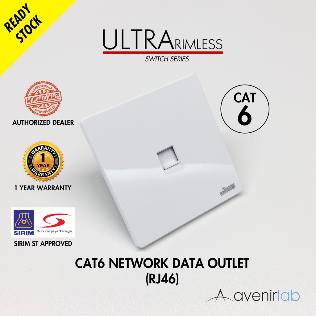 reTouch Ultra Rimless CAT6 RJ46 Network Data Port Outlet SIRIM Approved ...