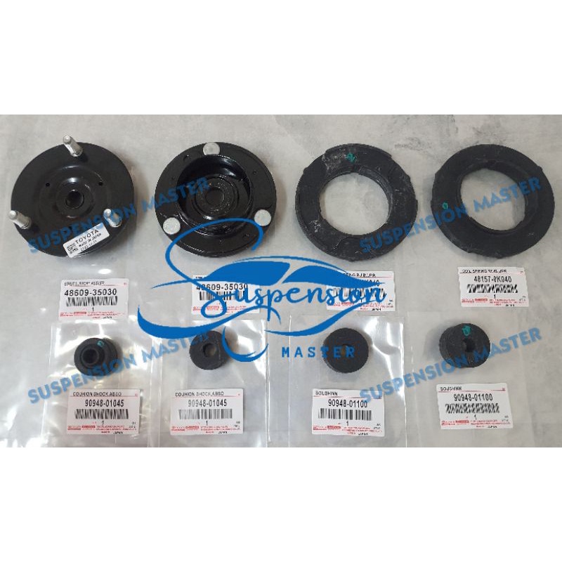 8 IN 1 SET -FRONT ABSORBER MOUNTING/COIL SPRING RUBBER/ MOUNTING BUSH ...