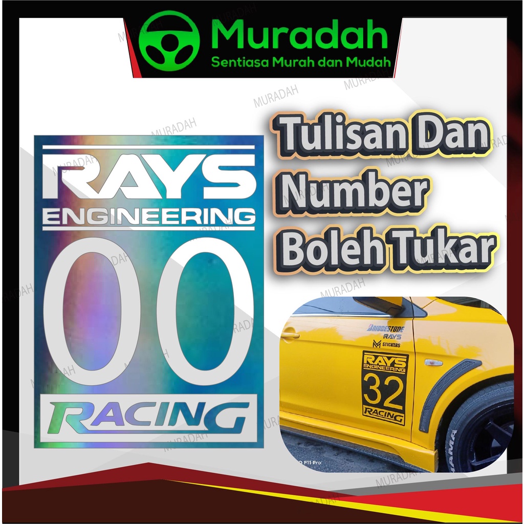 [ReadyStock]RAYS ENGINEERING RACING RACE NUMBER CAR STICKER SIDE DOOR ...