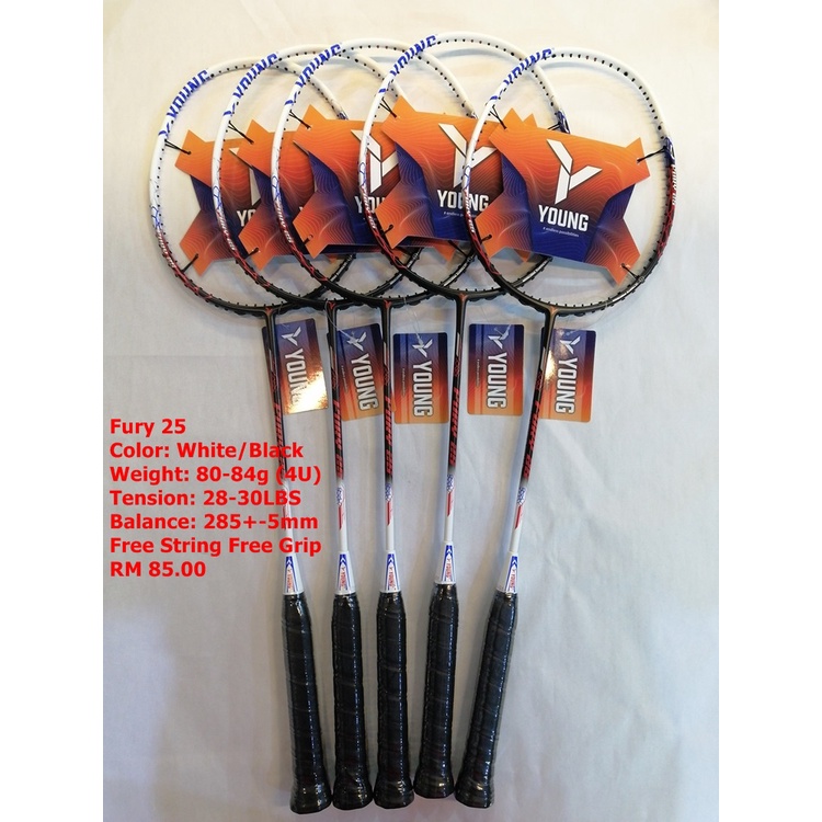 New Arrival !!! Young Fury 23, 24, 25, 26 Badminton Racket Original ...