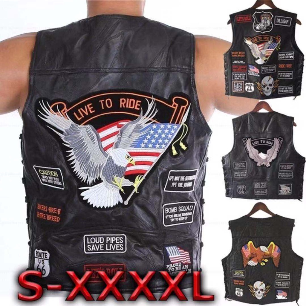 s-4xl Harley motorcycle riding vest Leather vest Men's leather vest ...