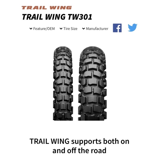 TYRE BRIDGESTONE TW302 460-18 TW301 300-21 TRAIL WING | Shopee Malaysia