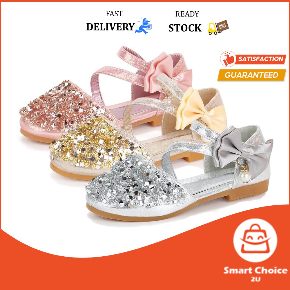SmartChoice* READY STOCK Girls Bling Shining Shoes Pearl Bow Shoes ...
