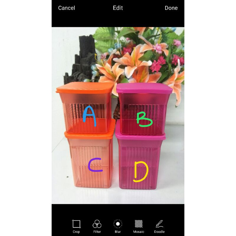 Tupperware Elegant Square 510ml / 800ml orange and pink colour (1) pc ...