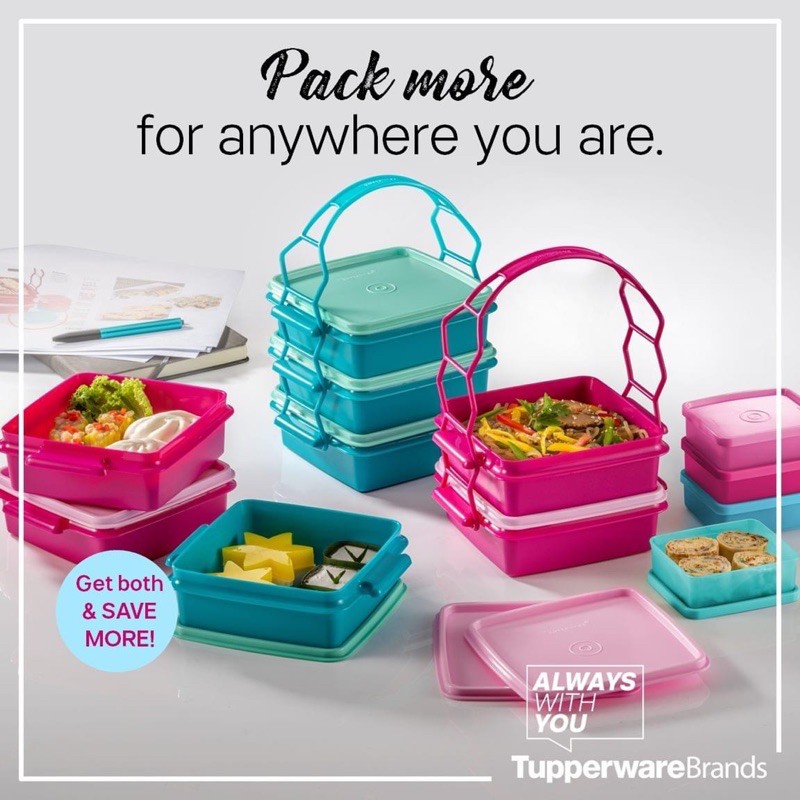 Tupperware Small Goody Box with Cariolier & Mini Square Away | Shopee ...