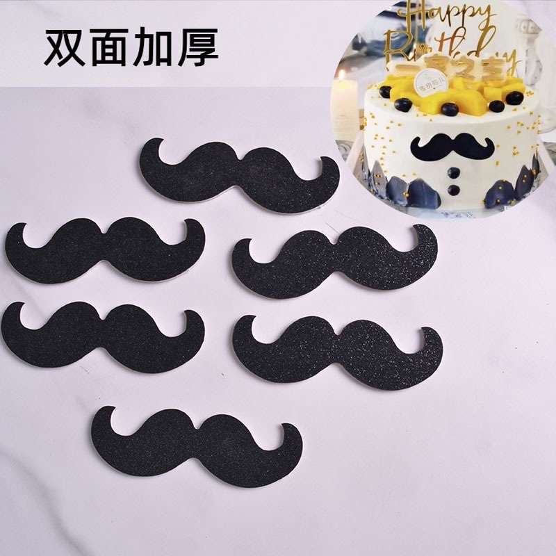 IMOCHI 双面加厚 胡子 领结 蛋糕装饰摆件 mustache tie cake decorations | Shopee Malaysia