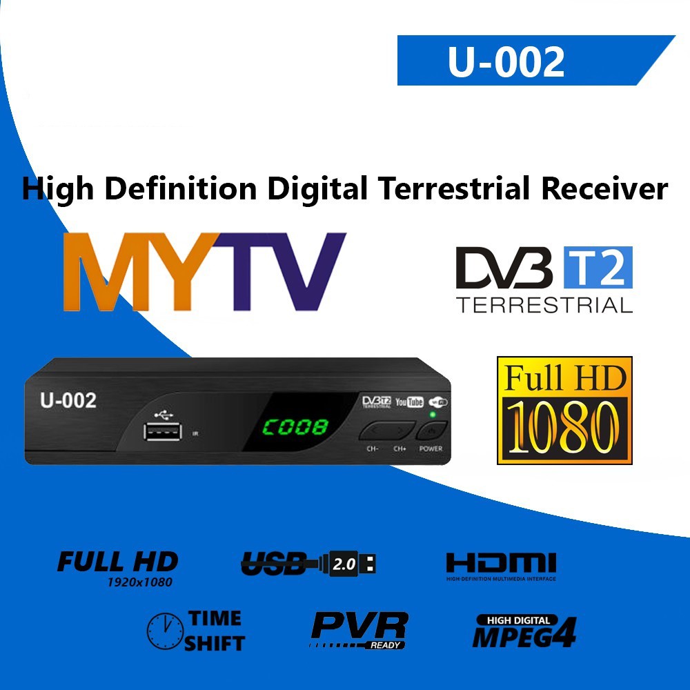MYTV Decoder Digital Terrestrial Receiver DVBT2 U-002 (MYFREEVIEW ...