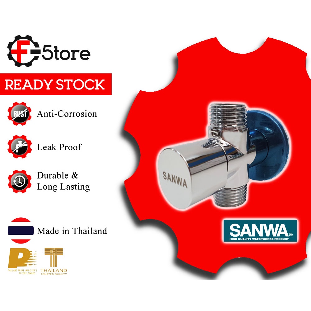[Ready Stock] Sanwa Jet Ceramic Stop Valve 2 Way 1/2 inch Bathroom ...