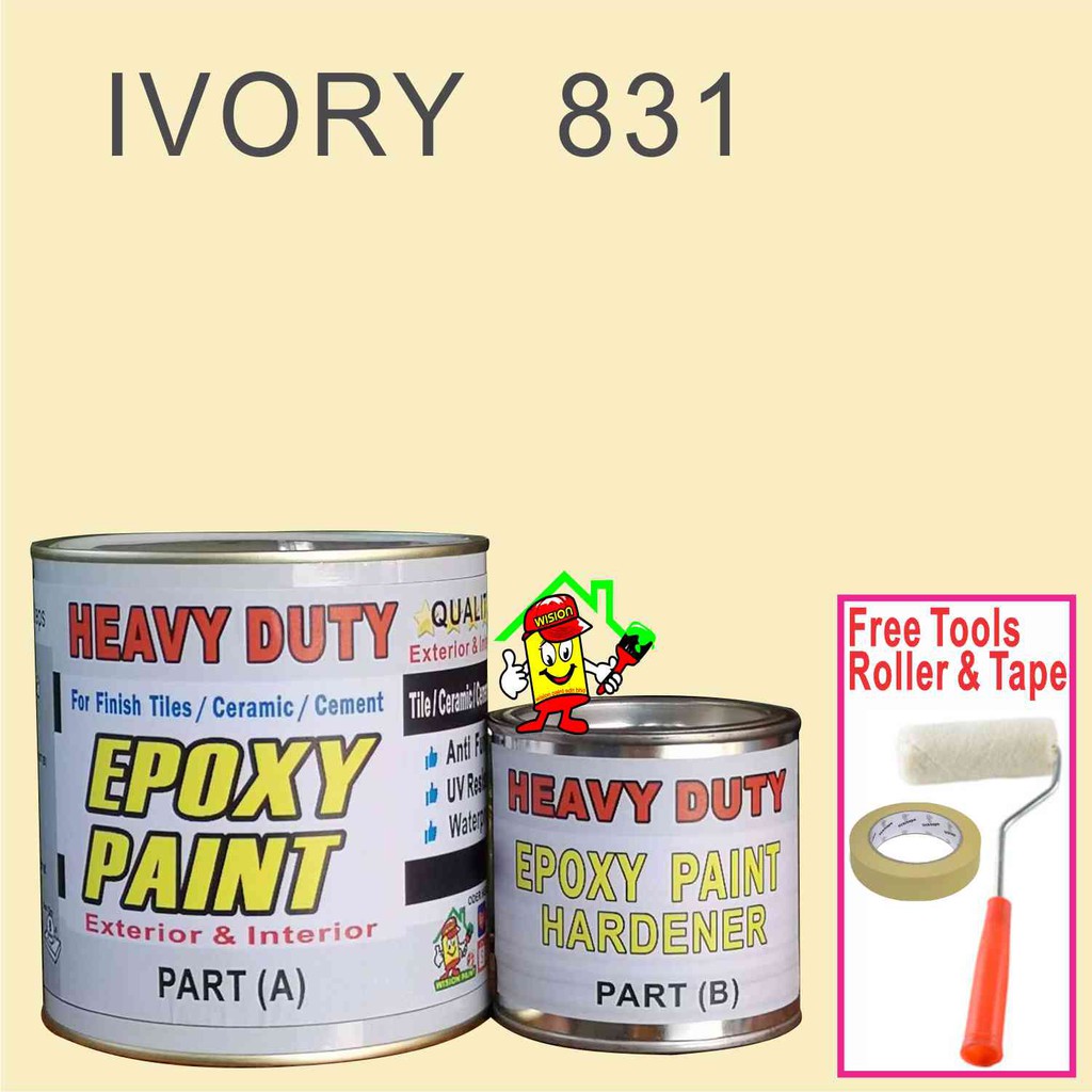 813 IVORY ( 5L ) HEAVY DUTY EPOXY PAINT ( FREE TOOLS ROLLER AND TAPE ...