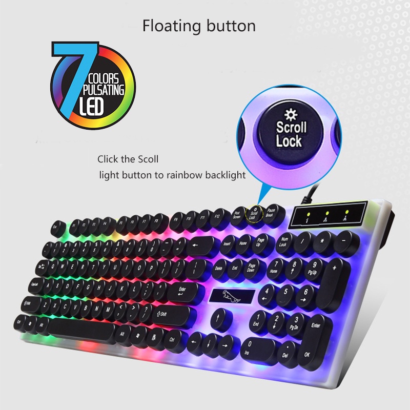 Gaming Keyboard Mouse Computer G21 Rainbow Color LED Light USB Wired ...