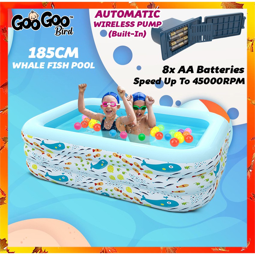 GooGoo Bird 180cm Inflatable Kids Swimming Pool Whale Fish Design With ...