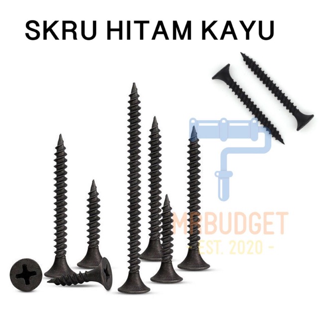 Skru tajam hitam kayu drywall screws | Shopee Malaysia