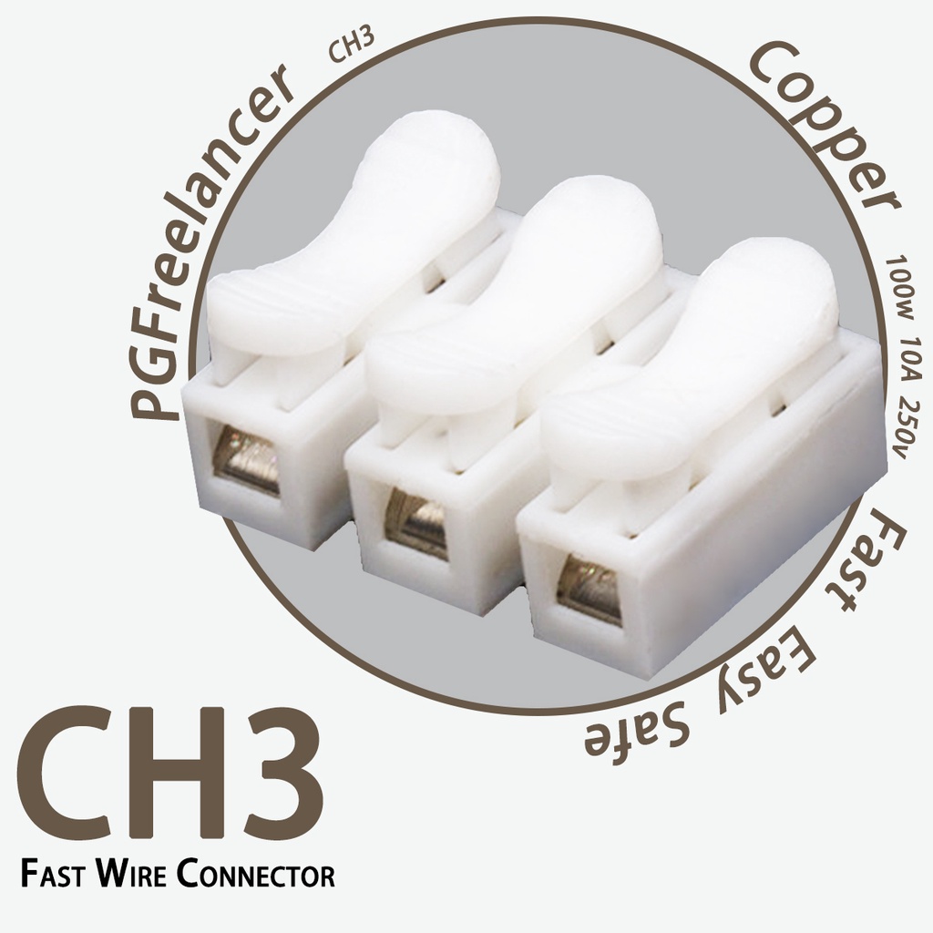 CH3 Manganese steel 3 IN 3 OUT Fast Wire Connector Reusable Terminal ...