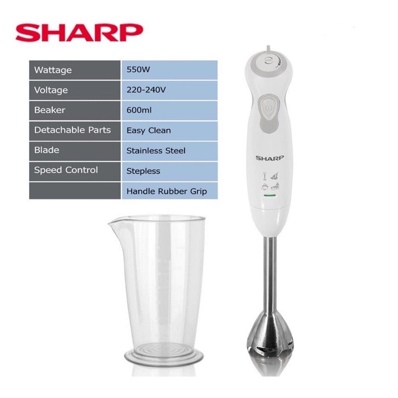 Sharp EMB379WH Hand blender with 600ml beaker | Shopee Malaysia